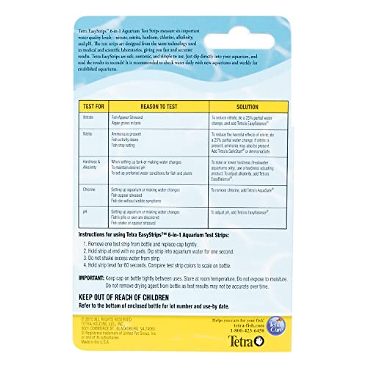 Tetra EasyStrips 6-in-1 Aquarium Test Strips, 400 Pack