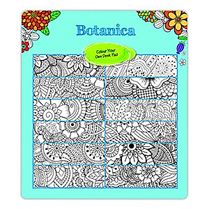 Blueline 2023 DoodlePlan Monthly Coloring Desk Pad Calendar, 12 Months, January to December, 22" x 17", Botanica Designs (C2917311-23), Black/White