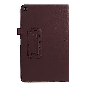 ZZOUGYY Tablet Cover for Amazon Kindle Fire HD10 7th 9th Generation(2017/2019 Release), Ultra Slim Folio Stand Lightweight Leather Case for Kindle Fire HD 10 7th 9th Gen 10.1" (Li-Brown)