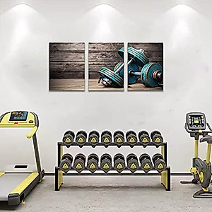 Modular Dumbbells Painting Modern Home Decor Poster 3 Pieces HD Printed Fitness Bodybuilding Gym Canvas Wall Art Wooden Art