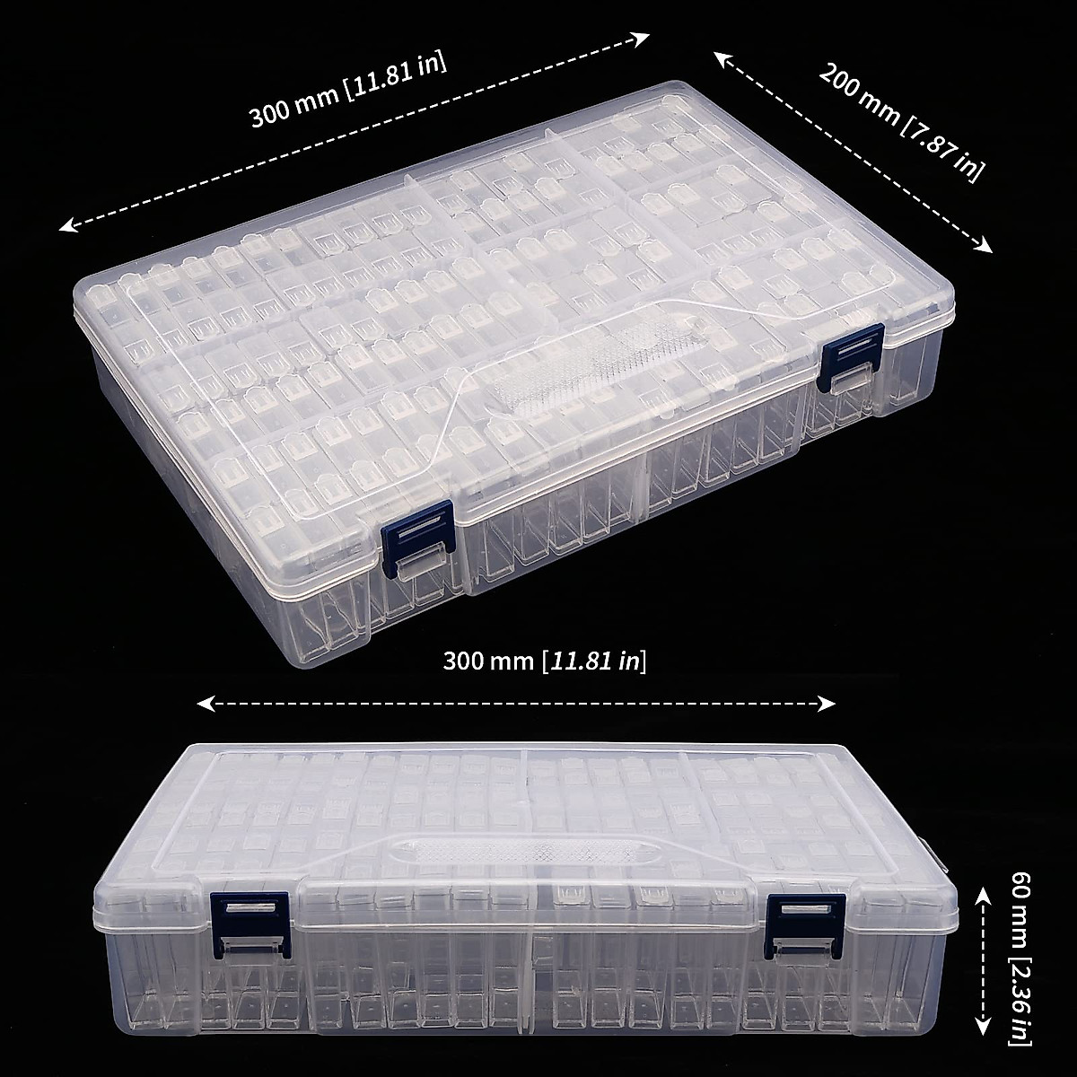 MANCHAP 120 Grids Diamond Painting Storage Containers, Art Craft Beads Organizer Box for Beads, Nails, Rhinestones, Label Stickers Included, Clear