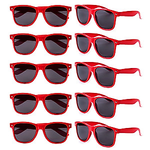 JULYGLASS Adult Party Sunglasses Bulk Square Sunglasses Red Sunglasses Party Favors 10 Pack Retro Party Glasses