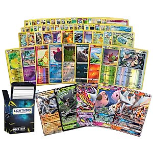 Pokémon 100 Pokemon Card Lot with Legendary Ultra Rare Cards- Bundle with a LCC Deck Box Included
