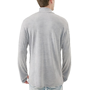 Merino Protect Merino Wool Base Layer Mens Soft Quarter Zip Pullover Sweaters Heavyweight Long Sleeve Shirt Hiking Hunting Light Grey Heather