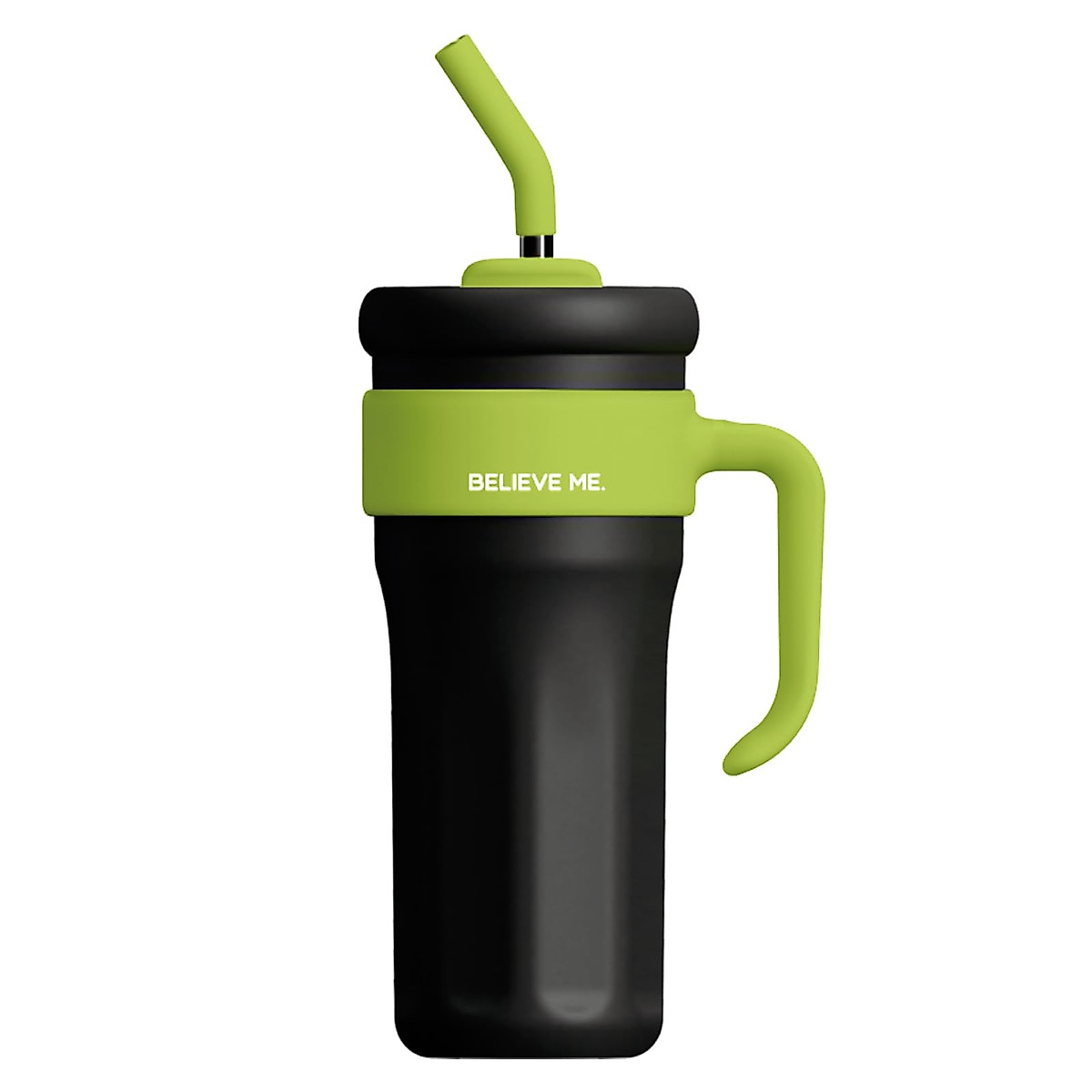 40 oz Tumbler with Handle, Stainless Steel Double Wall Vacuum Bottle Travel Mug, 100% Leakproof Insulated Tumbler with Straw and Lid, Reusable Coffee cup for gift (Black)