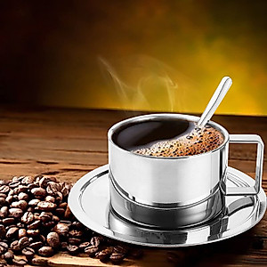 ZENFUN 4 Pack 6.8 Oz Stainless Steel Coffee Cups Set Espresso Cups, Double Walled Coffee Mugs Drinkware for Latte, Cappuccino, Milk, Tea