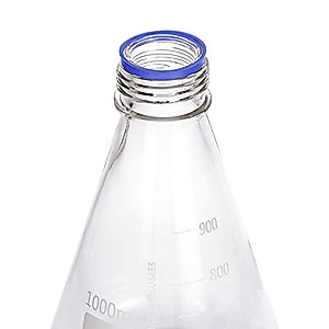 Moonetto 3 Pack 1000ml Narrow Mouth Graduated Lab Erlenmeyer Glass Flask with Orange Screw Cap