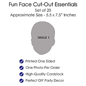 Big Dot of Happiness Fun Face Cutout Decorations - Set of 20 - DIY Custom Photo Head Cut Out Essentials - Face Photo Custom - Custom Face Decorations - Upload 1 Photo