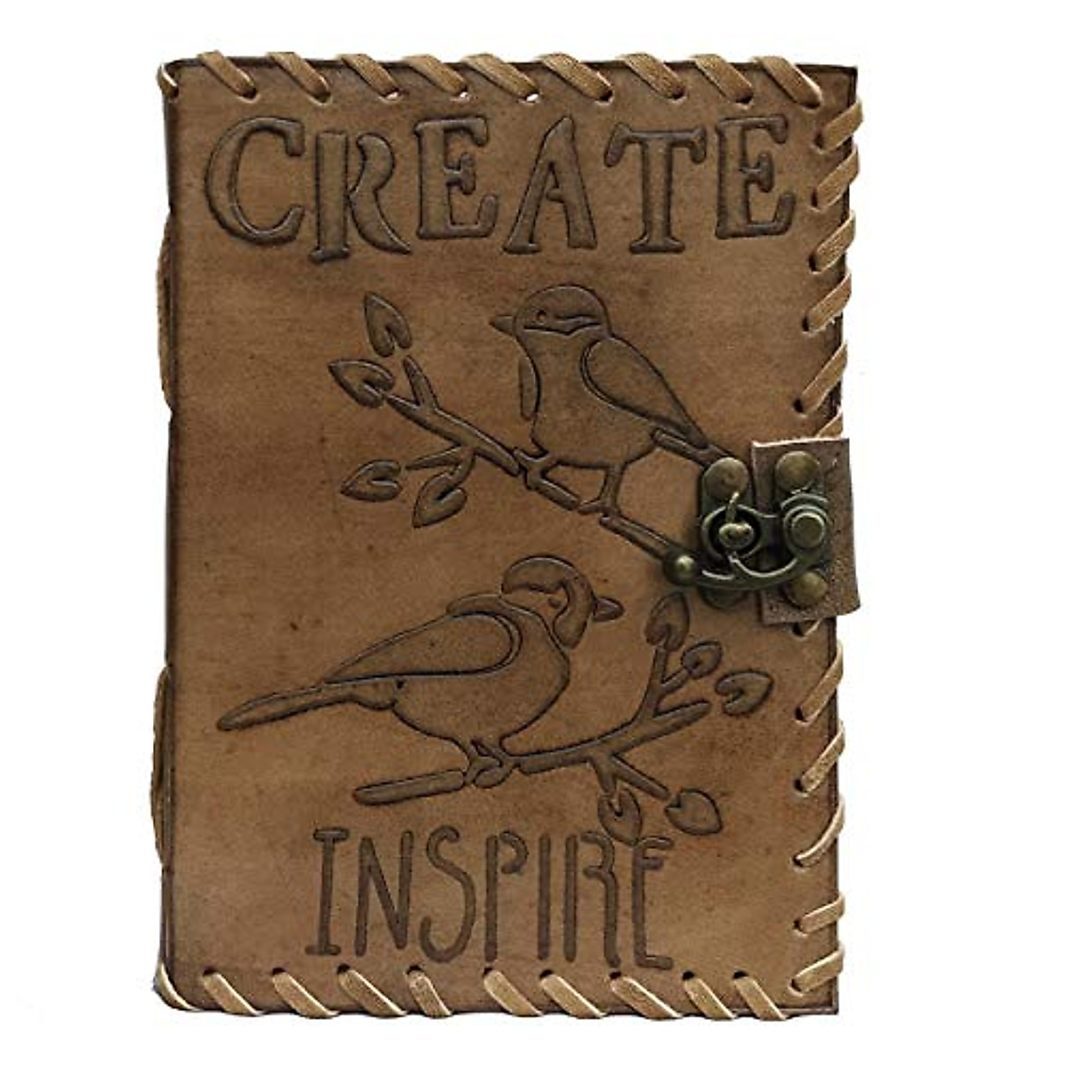 Old Vintage Leather Journal, Leather Journal for Men, Leather Journal for Women, Leather Sketchbook, Leather Notebook, Leather Blank Book (5 x 7 Bird Emboss Journal)