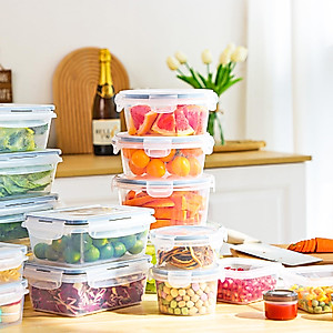 Moretoes 54pcs Airtight Food Storage Containers with lids, 27 Snap Lids and 27 Nesting Containers Plastic Stackable Containers with Labels for Kitchen, Refrigerator Organization, BPA Free, Diswasher