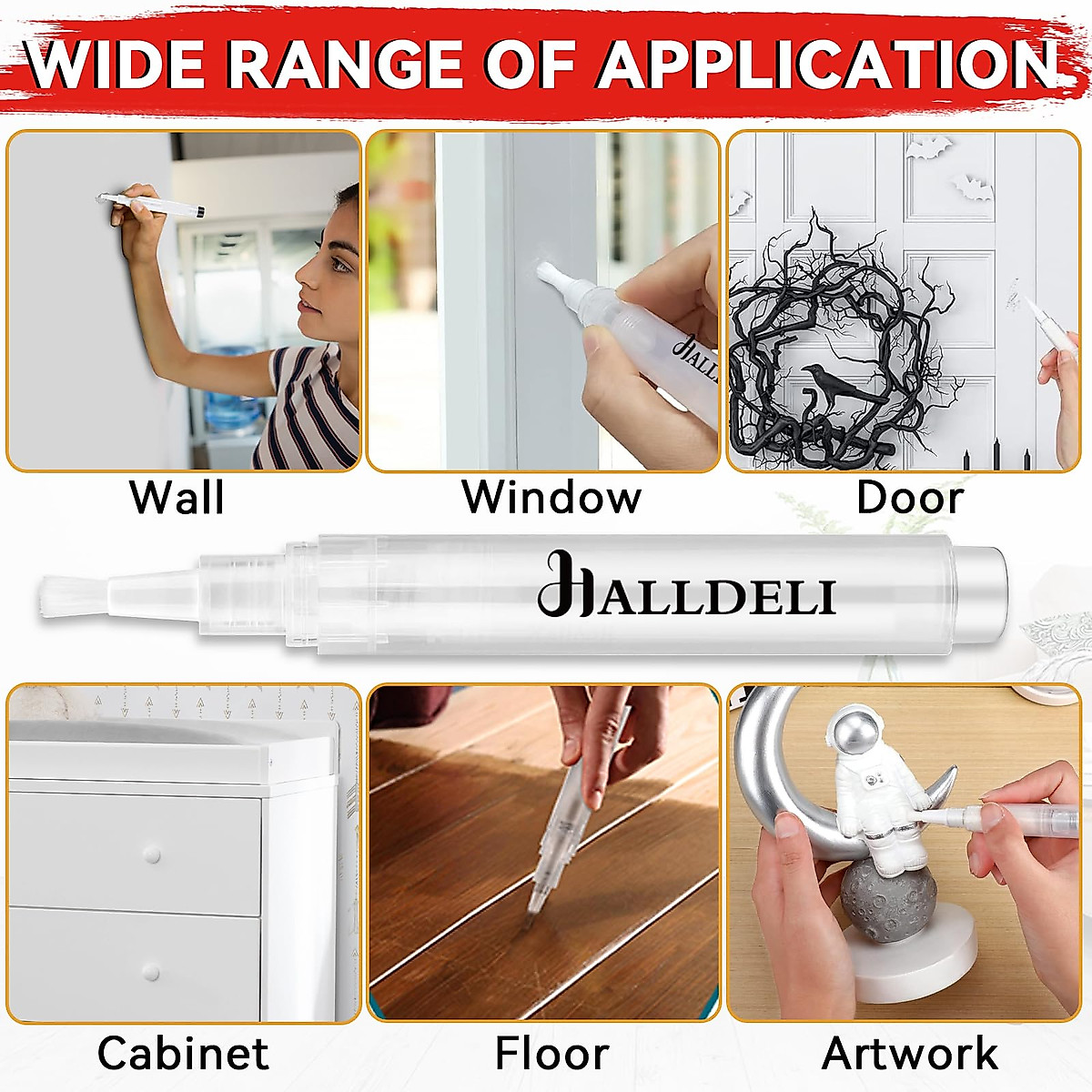 Fillable Touch Up Paint Pen Brush, 4 Pack User-Friendly Refillable Paint Pens, Multiple Applications Touch-Up Paint Brushes for Walls, Wood, Floor, Cabinets, Doors and Windows(8 Pcs Kit)