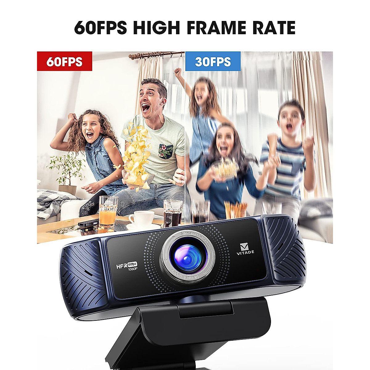 VITADE Webcam 1080P 60fps with Microphone for Streaming, 682H Pro HD USB Computer Web Camera Video Cam for Gaming Conferencing Mac Windows Desktop PC Laptop Xbox Skype OBS Twitch YouTube Xsplit