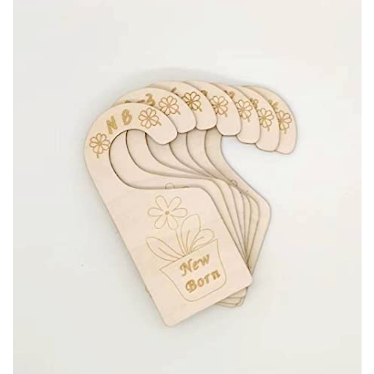 Ainior Baby Closet Dividers,Premium Wooden Baby Closet Size Divider Set of 7,from Newborn to 24 Month,Organize Nursery Closet Hangers by Size/Age