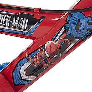 Huffy Marvel Spider-Man Kid Bike Quick Connect Assembly, Handlebar Plaque & Training Wheels, 16" Wheel, Red