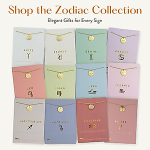 Lucky Feather Taurus Zodiac Sign Constellation Pendant Necklace for Women, 14K Gold-Dipped with Adjustable 16” – 18” Chain