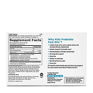 GNC Milestones Kids Probiotic Fast Stix for Kids 4-12 - Banana Vanilla, 30 Packets, Supports Digestive Health with 12.5 Billion CFUs