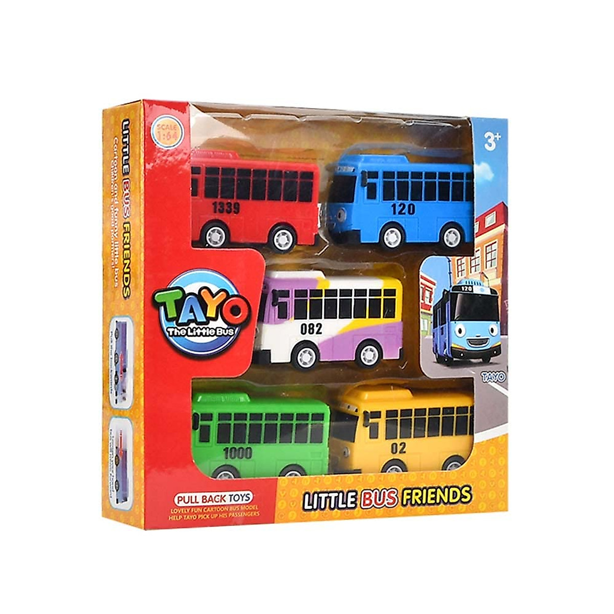 ZOTIN 5Pcs Little Bus Tayo Toy, Pull Back Mini Bus Toy Set, Cartoon Colors Cars Model, Gift for Friend and Children