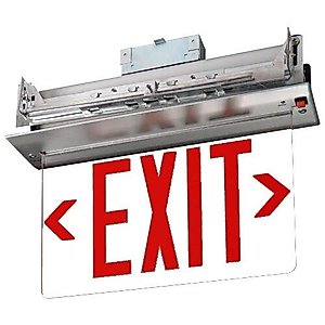 Recessed Red Edge Lit Exit Sign - Single Sided