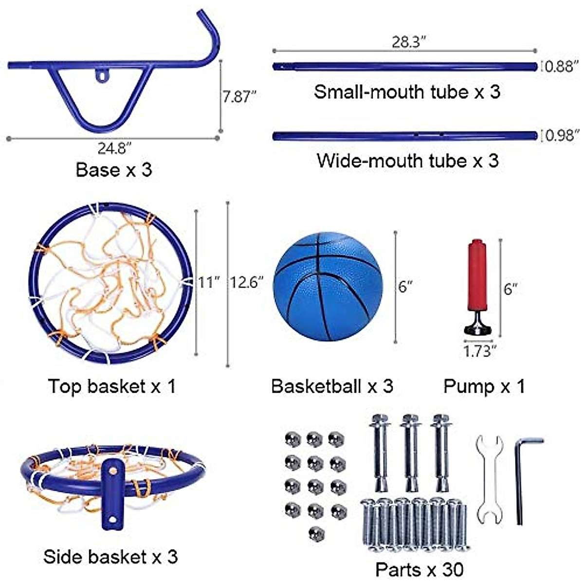 Desllrainy Kids Basketball Hoop Portable Basketball Stand with 4 Hoops at Varying Heights and 3 Balls Toy Set for Age 3 Years and Up for Toddlers Indoor and Outdoor Sport Games