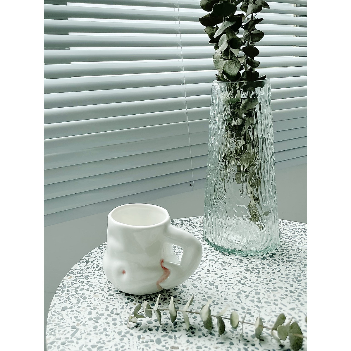 hesim Hand-Crafted Ceramic 14OZ Fat Belly Mug | Coffee Mug With Arm Handle | Fat Mug | Potbelly Coffee Mug | Father's Day Gift