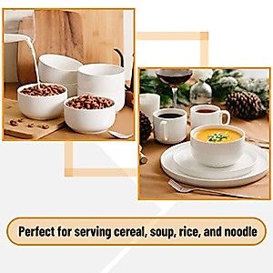 Brew To A Tea BTaT- White Cereal Bowls, Set of 6, 22 Ounces, itchen Bowls, Soup Bowls, White Bowls, Salad Bowls, Cereal Bowl, Salad Bowl Set, Microwave Safe Bowls, Rice Bowls, Bowls Set, Dinner Bowls