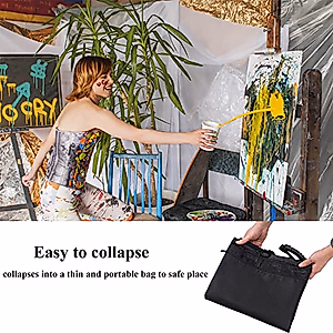 eageus Art Portfolio Case 26 x 38 inches, Waterproof Nylon Large Art Portfolio Bag Artist Canvas Carrying Bag with Soft-sided Shoulder Straps, Black Art Storage Folder for Artwork Organization