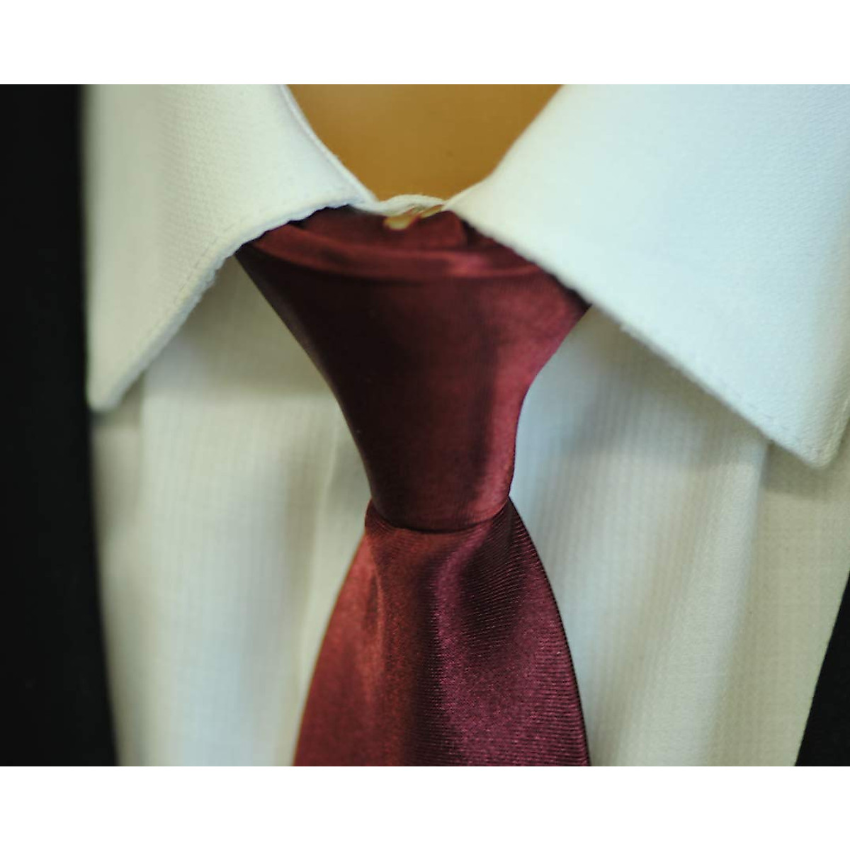 FOMANN Mens Clip on Ties Solid Uniform Clip-on Neck Ties for Police and Security Pullaway Clip Ties (Burgundy)