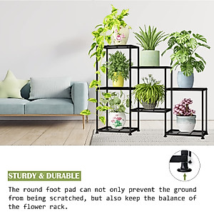 YUJCHMTZN Metal Plant Stand Indoor Metal Plant Stands Outdoor Tiered Plant Shelf for Multiple Plants, 3 Tiers 7 Potted Ladder Plant Holder Table Plant Pot Stand for Window Garden Balcony Living Room