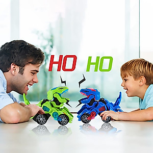 Hirger Transforming Car Dinosaur Toy for Kids 2-5: Dino Transformer Toy Car with Light Music for Toddlers 1-3 | Christmas Birthday Gifts for Boys Age 4-6