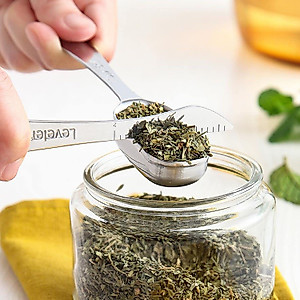 Spring Chef Heavy Duty Stainless Steel Metal Measuring Spoons for Dry or Liquid, Fits in Spice Jar, Set of 7 Including Leveler