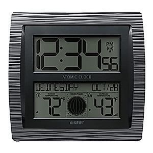 La Crosse Technology BBB86118-INT Curved Atomic Digital Clock with Moon Phase & Temperature