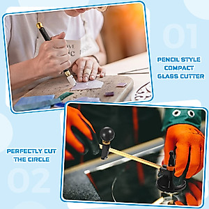 6 Pieces Glass Cutter Tool Set Includes Pencil Style Glass Cutting Tool 11.8 Inch/ 30 cm Adjustable Circular Glass Cutter 2-20 mm Carbide Glass Cutter Screwdriver Oil Dropper for Glass Tiles Mirror