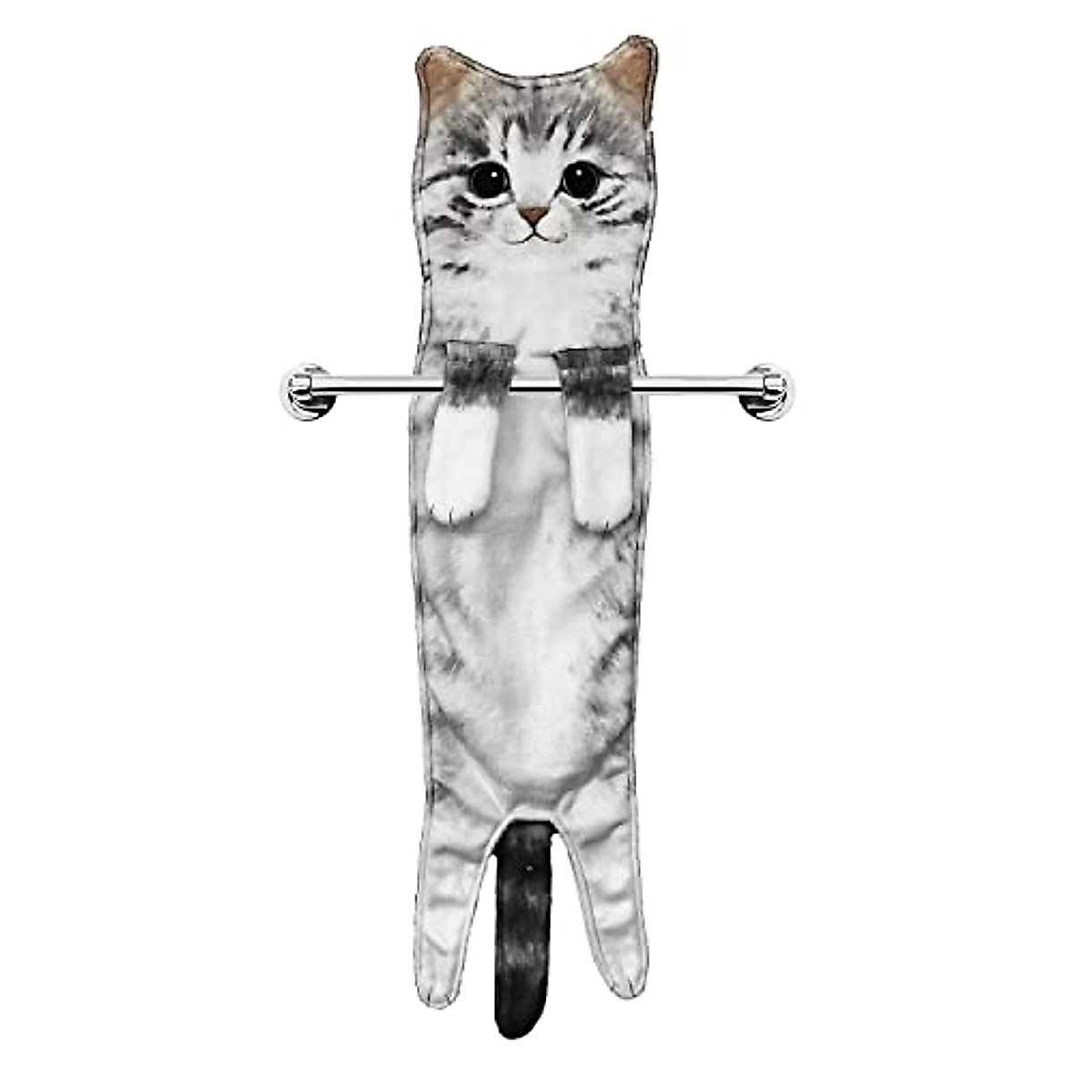 Cat Funny Hand Towels for Kitchen and Bathroom, High Absorbency Hand Towels Cute Decorative Cat Decor Hanging Washcloths Face Towels, Not Easy to Deformation, for Cat Lovers(Tabby cat)