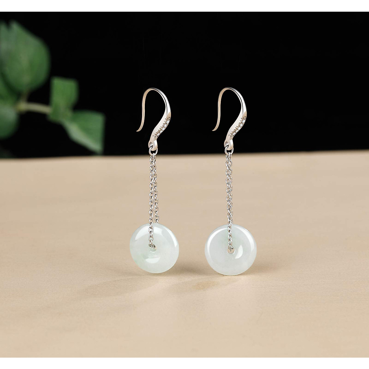 Jade Earrings Jade Clasp Fashion And Elegant Jewelry Earrings Sterling Silver Ear Hook For Women.