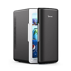 AstroAI Mini Fridge 2.0, 6 Liter/8 Cans Skincare Fridge 110V AC/ 12V DC Portable Thermoelectric Cooler and Warmer Refrigerators for Bedroom, Beverage, Cosmetics (Black)