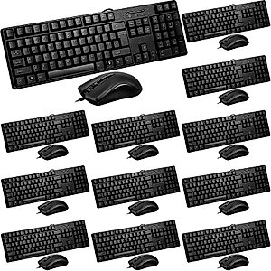 Fabbay 24 Pcs USB Wired Keyboard and Mouse 12 Wired Mouse 12 Corded Full Size Keyboard for School Office Home Compatible with Computer/Laptop/Windows/PC/Mac OS/Desktop