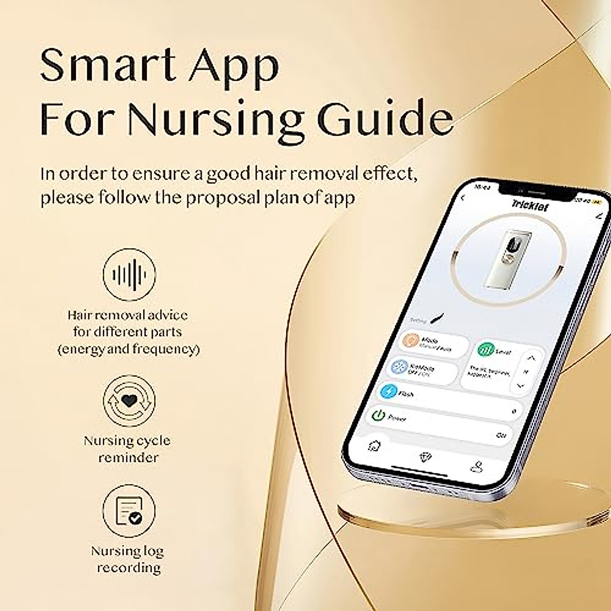 Tricklet T3 Home Use Hair Removal Device for Women And Men, Permanent IPL Hair Removal with Bluetooth Smart App Ice-Cooling Technology, 998,000 Flashes Hair Remover Device for Facial Arms Legs White