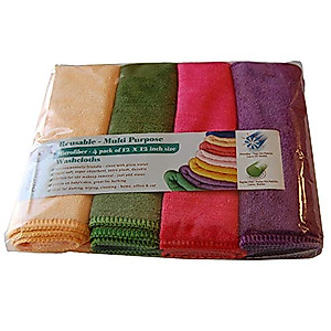 Plush Microfiber Towels/WASHCLOTHS, Ultra Soft Thick (Purple, Pink, Green, Yellow)