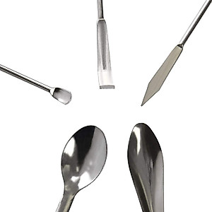 12 Pcs Stainless Steel Lab Spatula Micro Lab Scoop Spoon Reagent Laboratory Spatula Sampling Spoon with Pouch for Powders Gel Cap Filler, Capsule Filler
