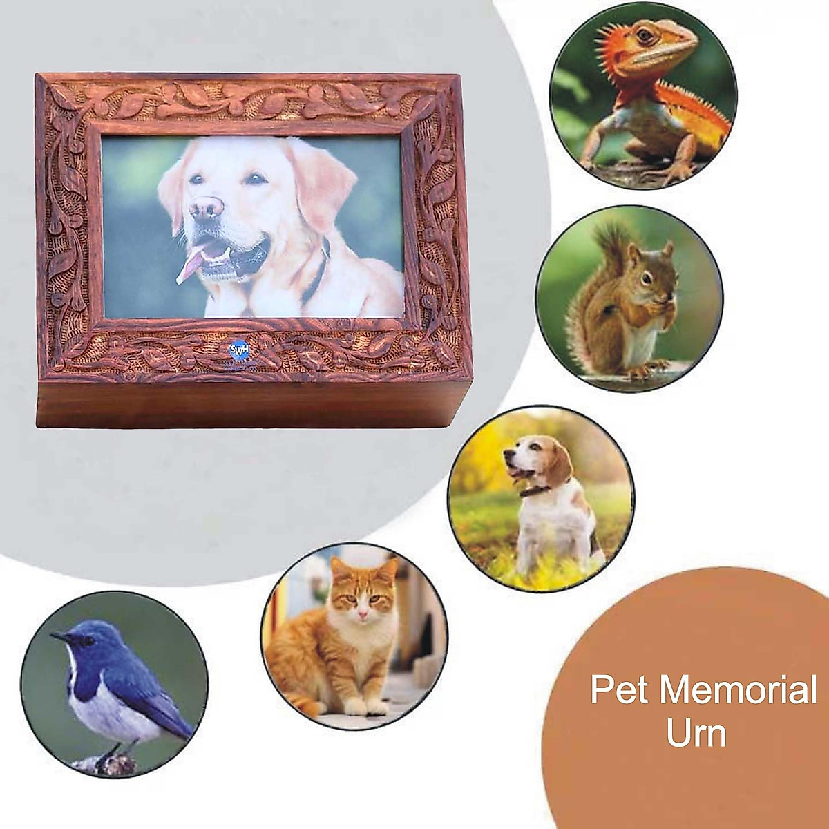 Wooden Photo Urn Box for Cat and Dog Ashes |Wood Cremation Urns for Pet Ashes | Funeral Urns | Decorative Urns | Burial Urns ((A))