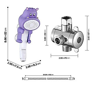 KAIYING Children's Handheld Shower Head,Cartoon Water Flow Spray Shower Head Baby Kids Toddler Bath Bathing Accessories (K:Showerhead(Hippie)+Hose+Diverter)