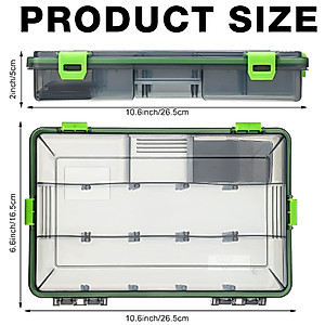 Ramede 6 Pcs Fishing Tackle Boxes Waterproof Airtight Plastic Tackle Box Organizer Transparent Fishing Tackle Storage with Adjustable Dividers for Terminal Tackle Lure Bait Hook(Large)