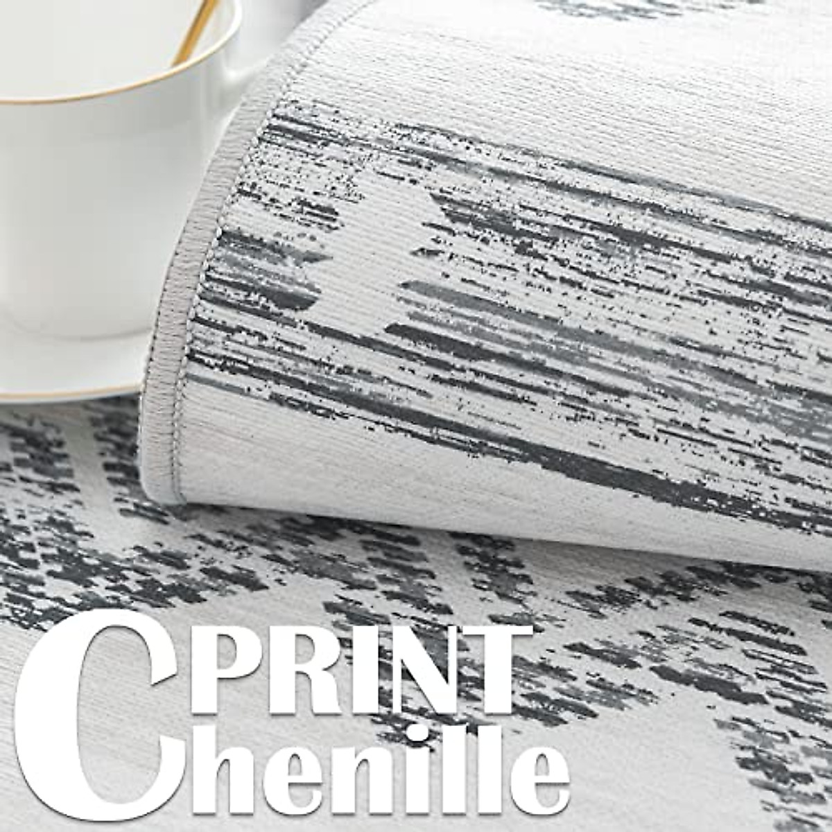 jinchan Runner Rug 2x5 Area Rug Hallway Boho Kitchen Rug Moroccan Floor Cover Bathroom Rug Geometric Bohemian Mat Black Foldable Thin Rug Dimond Non Slip Carpet for Living Room Bedroom Dining Room