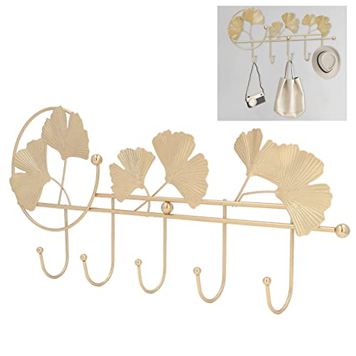 Syuanmuer Wall Coat Rack,Ginkgo Leaf Design Wall Mounted Coat Rack, Heavy Duty Wooden Wall Coat Hanger for Clothes Hat Keys