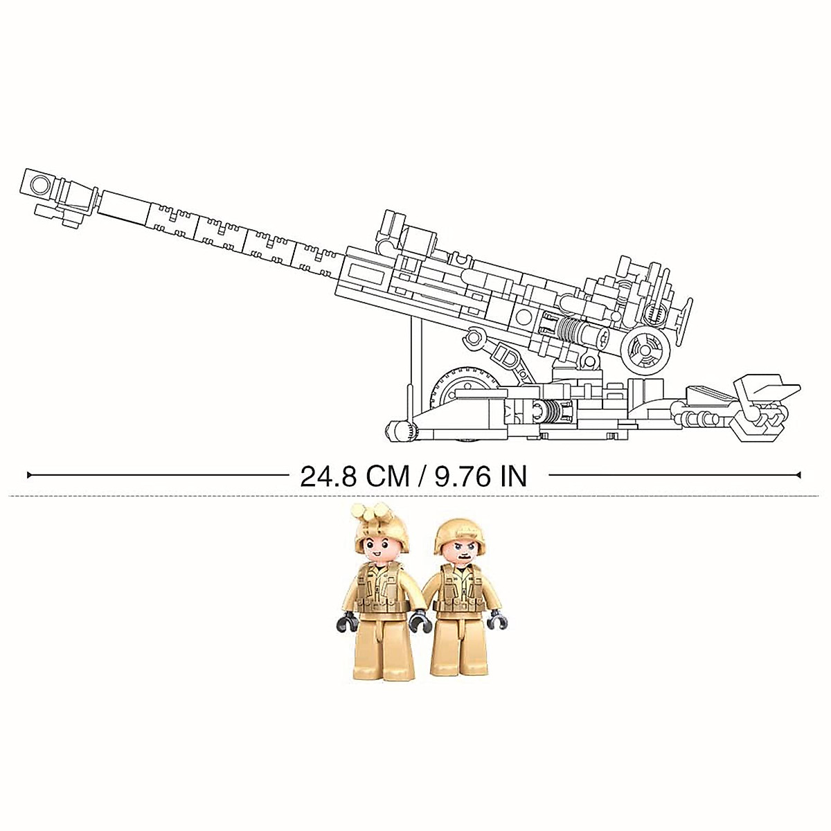 Octopbrik Flak Anti-Tank Gun, Military Brick Sets, Compatible with Major Brand, Army Series Building Block with 2 Soldiers Figures (258 Pieces)