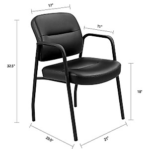 Devoko Office Reception Chairs Executive Leather Guest Chairs with Armrest Ergonomic Upholstered Lumbar Support Side Chairs