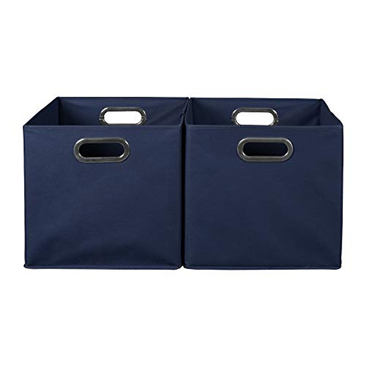 Cheer Home Storage Set of 2 Foldable Fabric Cube Storage Bins- Navy Blue