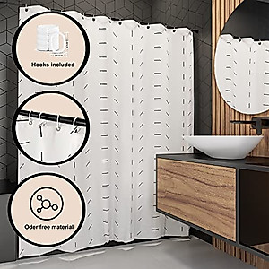 boho farmhouse shower curtain set for bathroom, hooks included, black and white, size 72x72