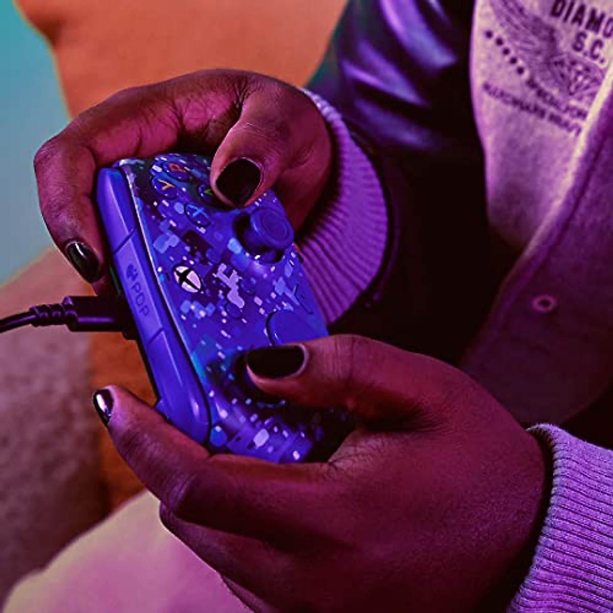 PDP Gaming REMATCH Enhanced Wired Controller Licensed for Xbox Series X|S/Xbox One/PC/Windows, Mappable Back Buttons, Advanced Customizable App - Digital Glitch Blue
