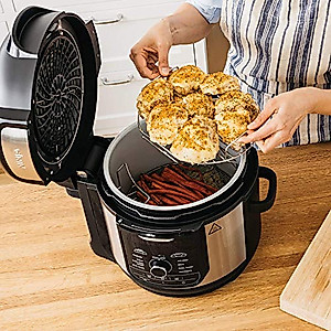 NINJA FD401 Foodi 8-qt. 9-in-1 Deluxe XL Cooker & Air Fryer-Stainless Steel Pressure Cooker, 8-Quart, (Renewed)